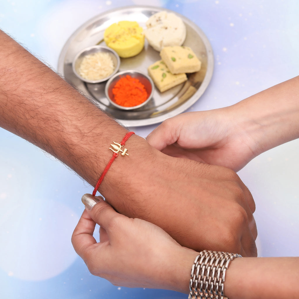 Golden Trishul Silver Rakhi – iskiuski.com
